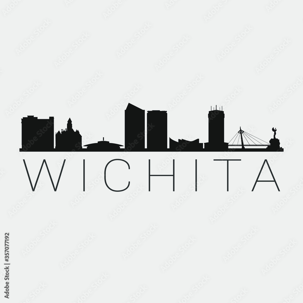 Wichita Kansas City. Skyline Silhouette City. Design Vector. Famous ...