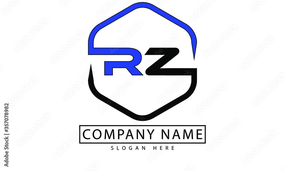 RZ logo design template vector illustration minimal design Stock Vector ...