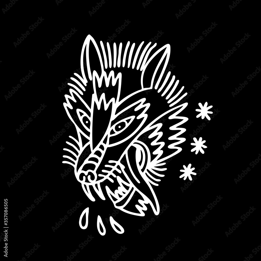 Wolf Tattoo Traditional Flash