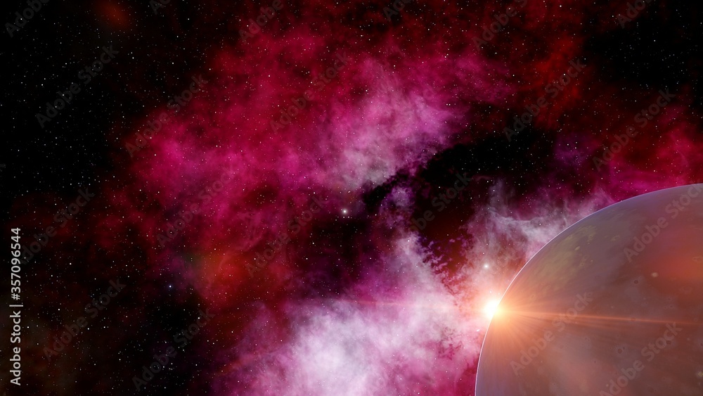 beautiful alien planet in far space, realistic exoplanet, planet ...