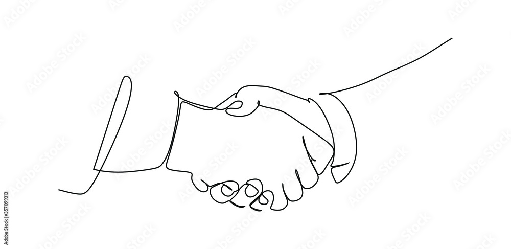 two businessmen shaking hands. Continuous one line drawing illustration ...
