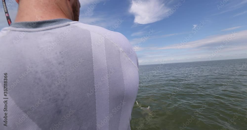 Fishing - man sport fishing big game shark fishing on boat in Florida ...