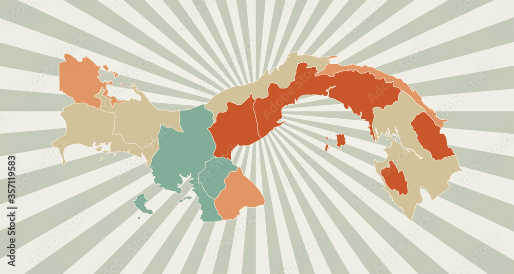 Panama map. Poster with map of the country in retro color palette ...