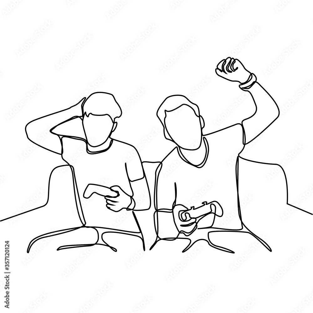 Couple Playing Video Games Drawing