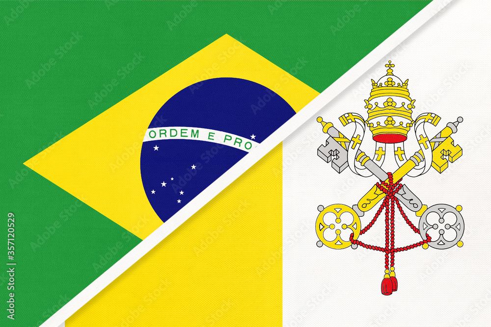 Brazil and Vatican City, symbol of national flags from textile ...