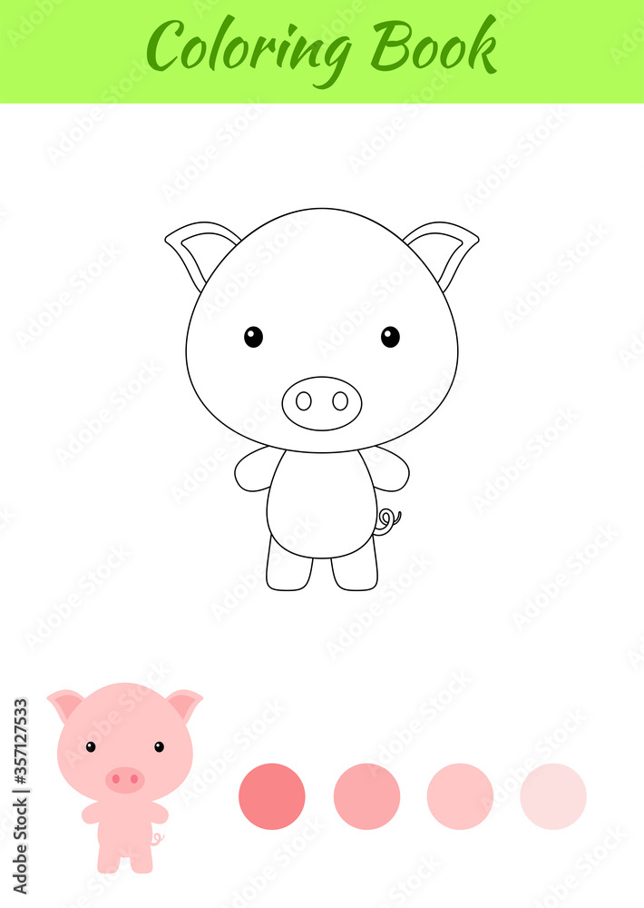 Coloring Page Happy Little Baby Pig. Coloring Book For Kids ...