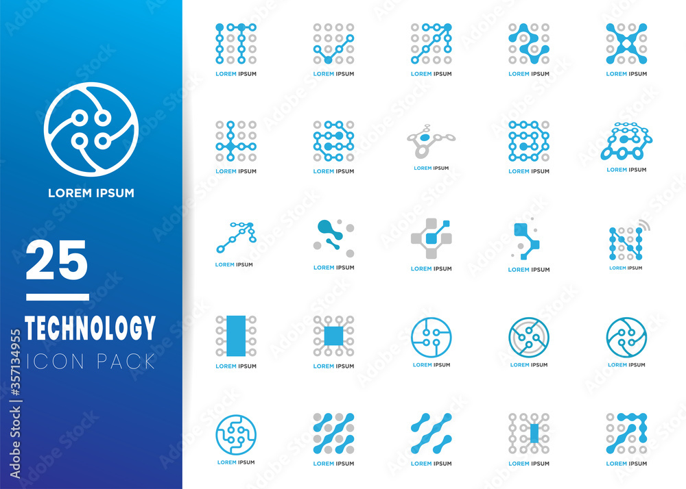 Simple Blue line icon logo technology isolated on white blue grey ...