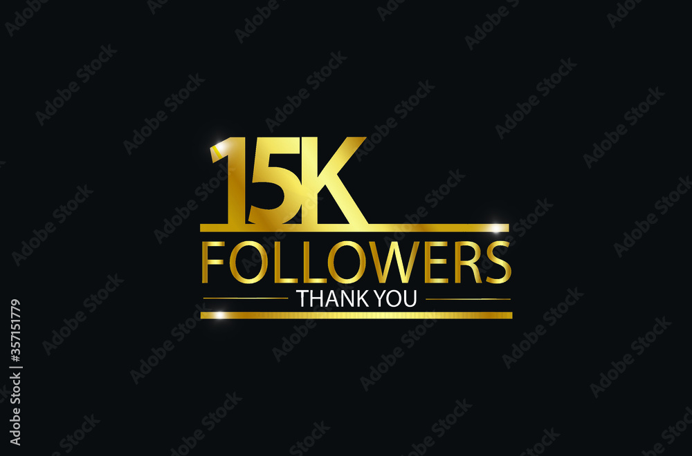 15K,15.000 Followers celebration logotype. anniversary logo with golden ...