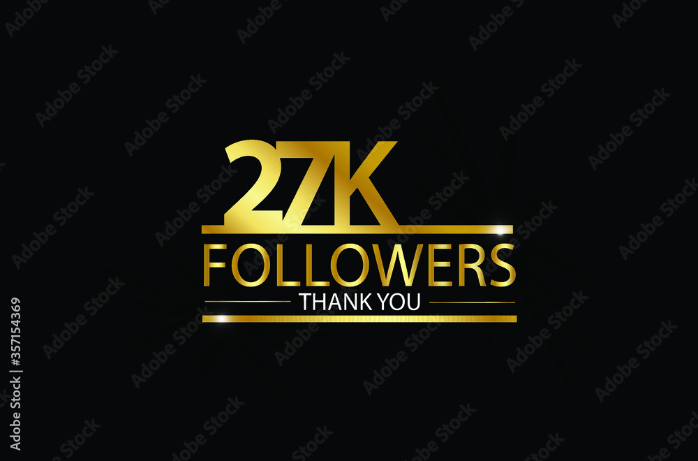 27K,27.000 Followers celebration logotype. anniversary logo with golden ...