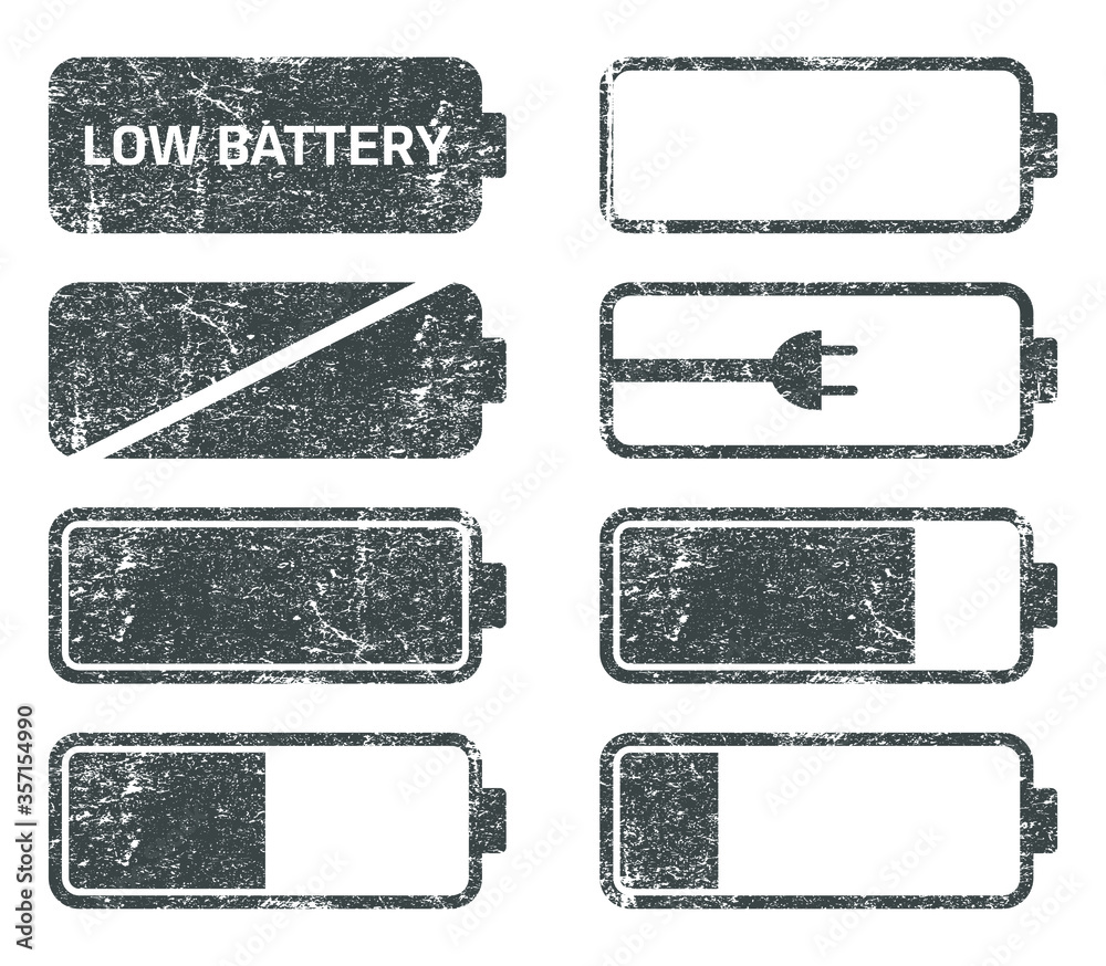 Battery icons symbol set. Accu Charge level logo sign. Vector ...