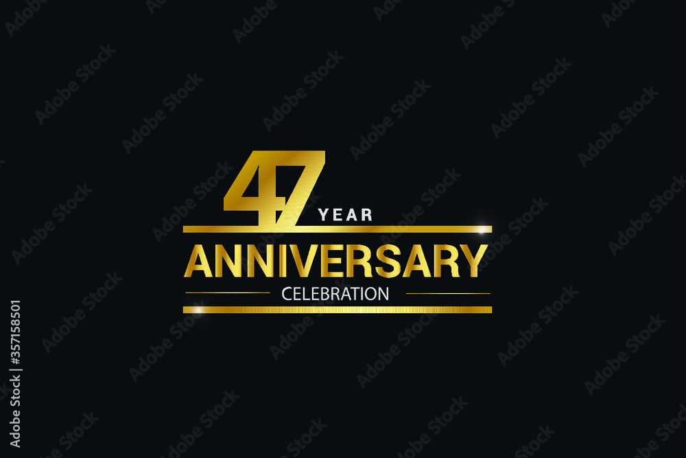 47 year anniversary celebration logotype. anniversary logo with golden ...