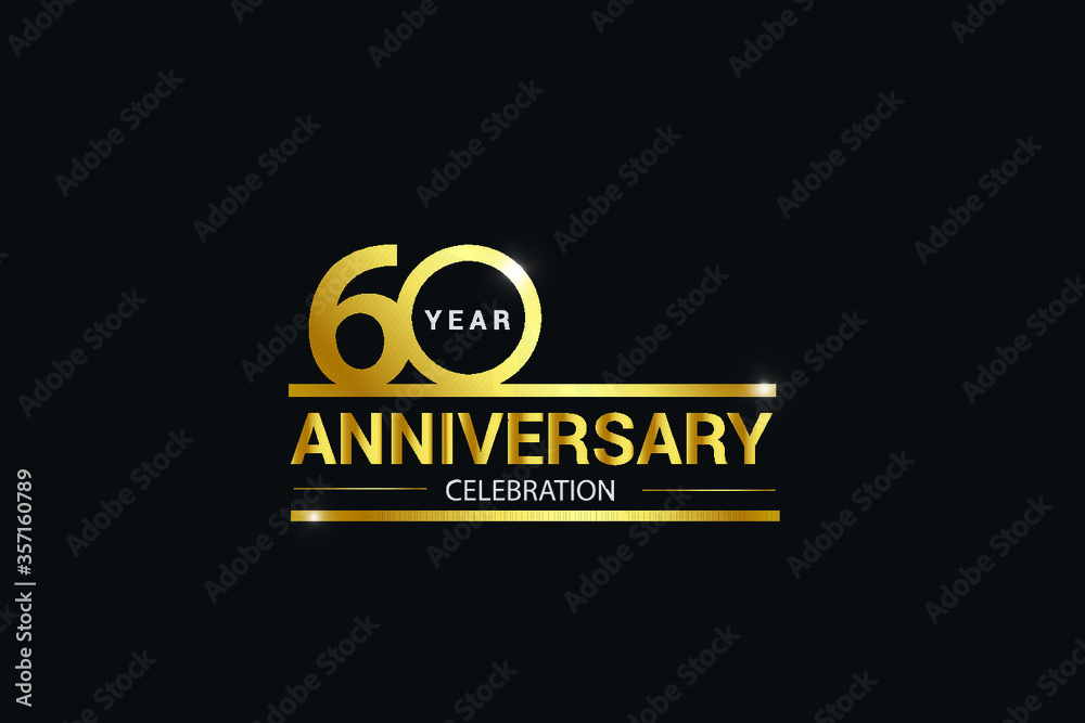 60 year anniversary celebration logotype. anniversary logo with golden ...