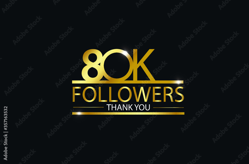 80K,80.000 Followers celebration logotype. anniversary logo with golden ...