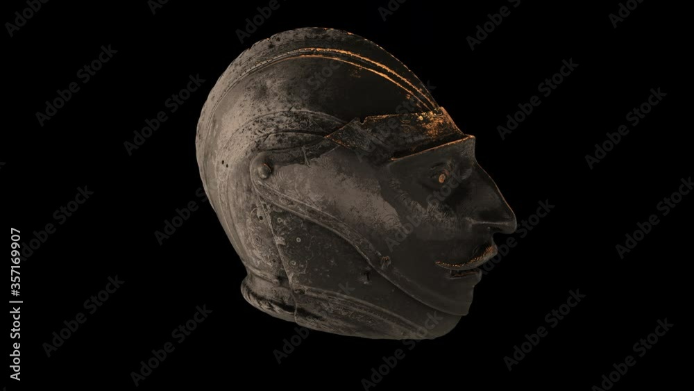 Helmet with grotesque visor - rotation loop - 3D model animation on a ...