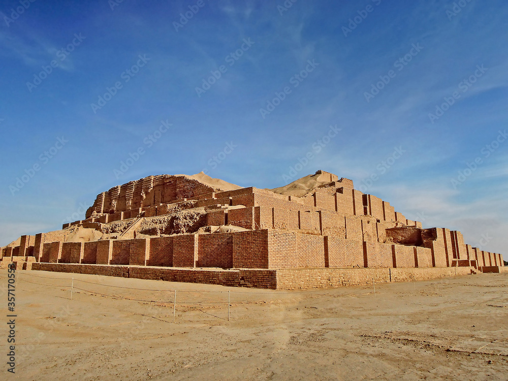Side view on ruins of ziggurat Chogha Zanbil, Shush, Iran. Complex ...