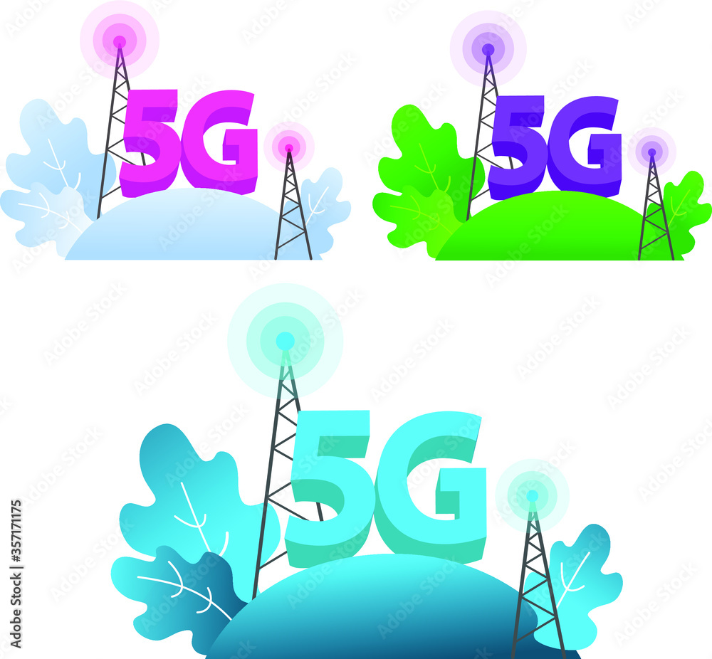 Set of 5G symbol. Concept of new mobile communication ...