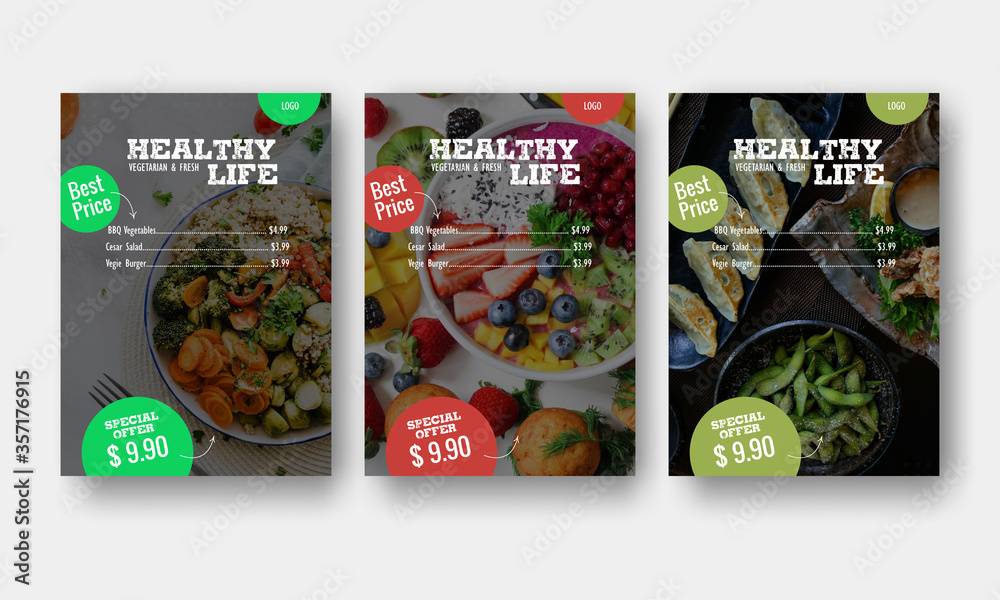 Healthy Food Poster Design Template Stock Vector | Adobe Stock