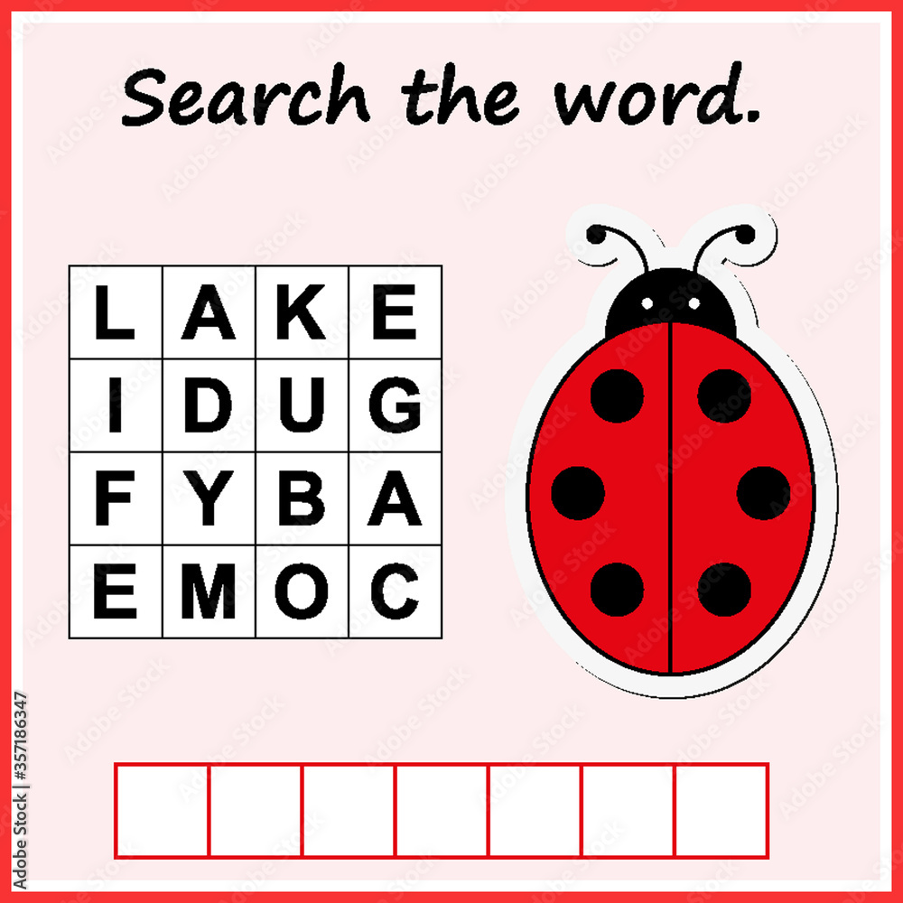 worksheet for preschool kids. Words educational game for children. Find ...