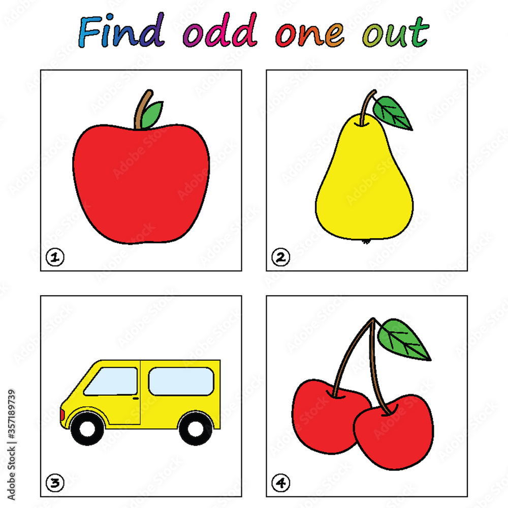Find odd one out - game for kids. Worksheet. Visual Educational puzzle ...