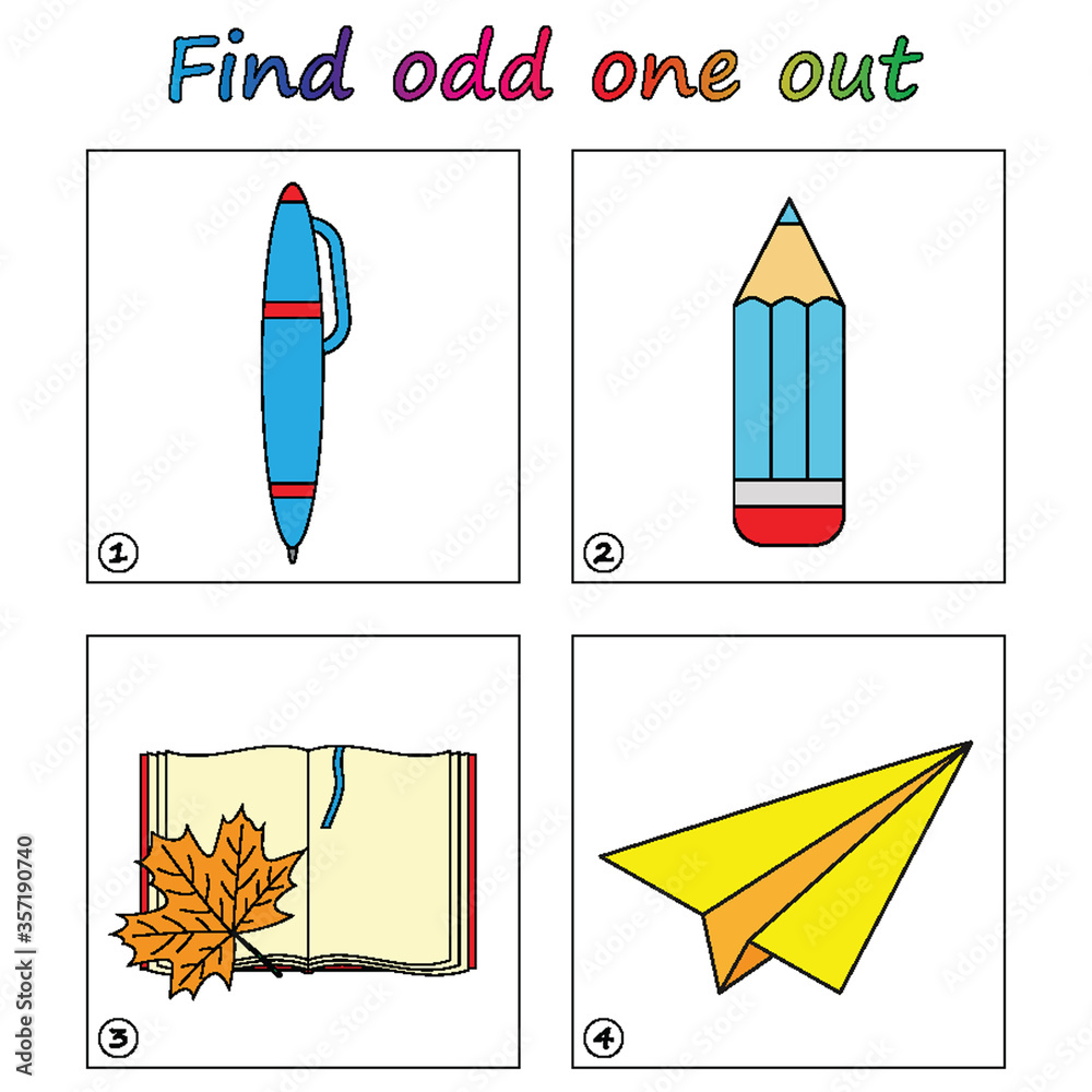Find odd one out - game for kids. Worksheet. Visual Educational puzzle ...