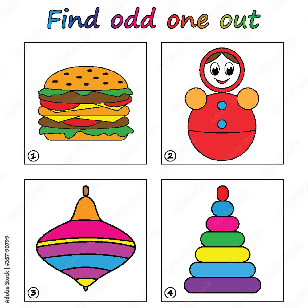 Find odd one out - game for kids. Worksheet. Visual Educational puzzle ...