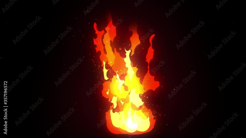 Cartoon Fire 4k. 2D Cartoon FX Element. Glow effect. Fire Explosion 2d ...