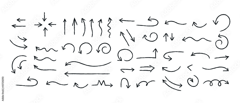 Doddle arrow set, collection of hand drawn arrows, vector set. Stock ...