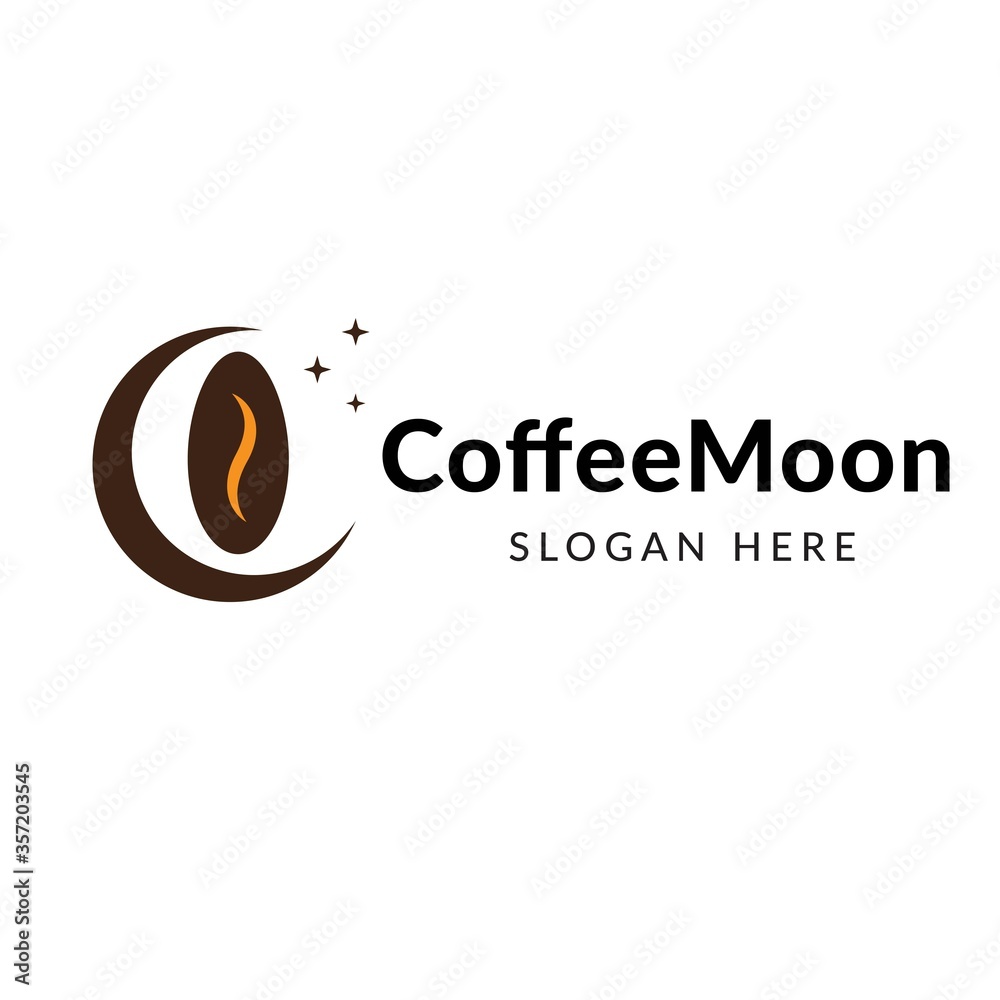 coffee logo design. Coffee moon logo concept, coffee shop logo design ...