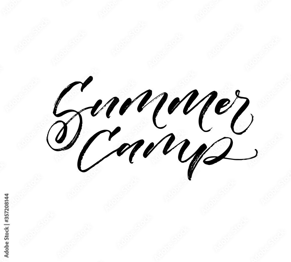 Summer camp card. Hand drawn brush style modern calligraphy. Vector ...