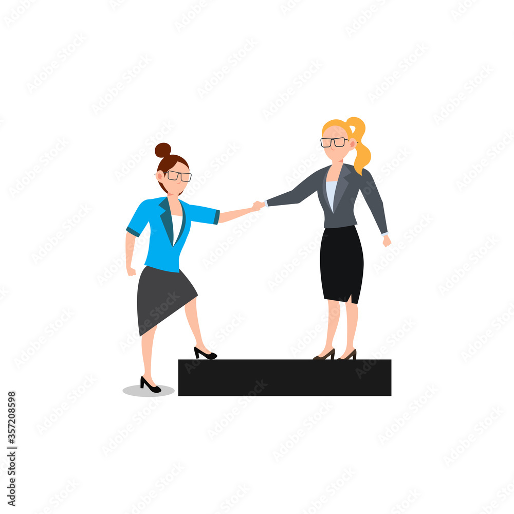 Cartoon character illustration of business friend helping each other ...