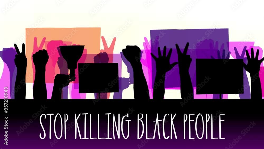 Animation with text- Stop killing Black People. black silhouettes of ...
