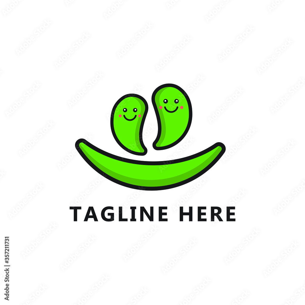 abstract green bean logo vector illustration. bean logo character ...