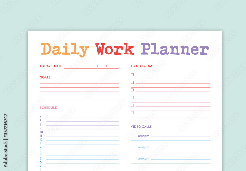 Colorful Planner Layout Stock Template | Adobe Stock