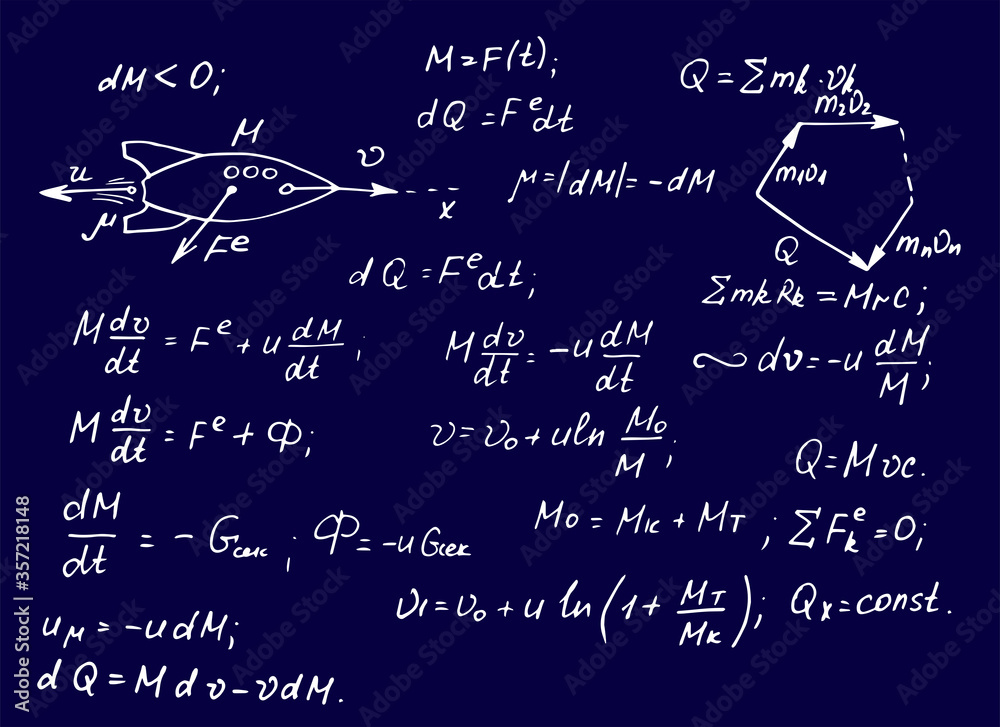 The calculation of the trajectory of a missile. Physics mathematical ...