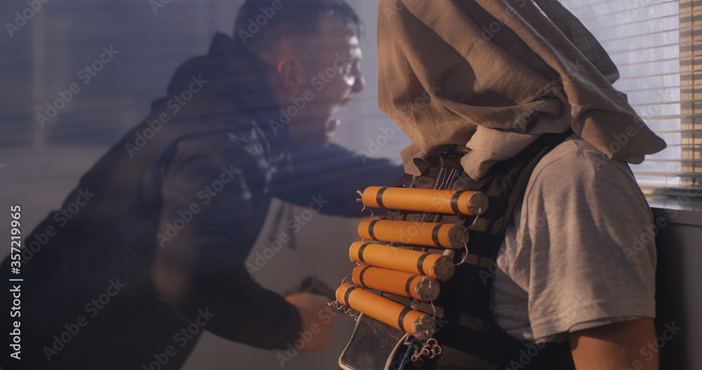 Criminal threatening hostage during standoff Stock Photo | Adobe Stock