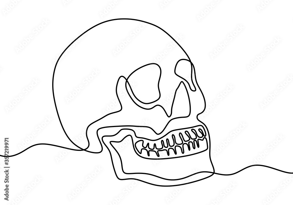 One line human organs design silhouette. Abstract human skull isolated ...