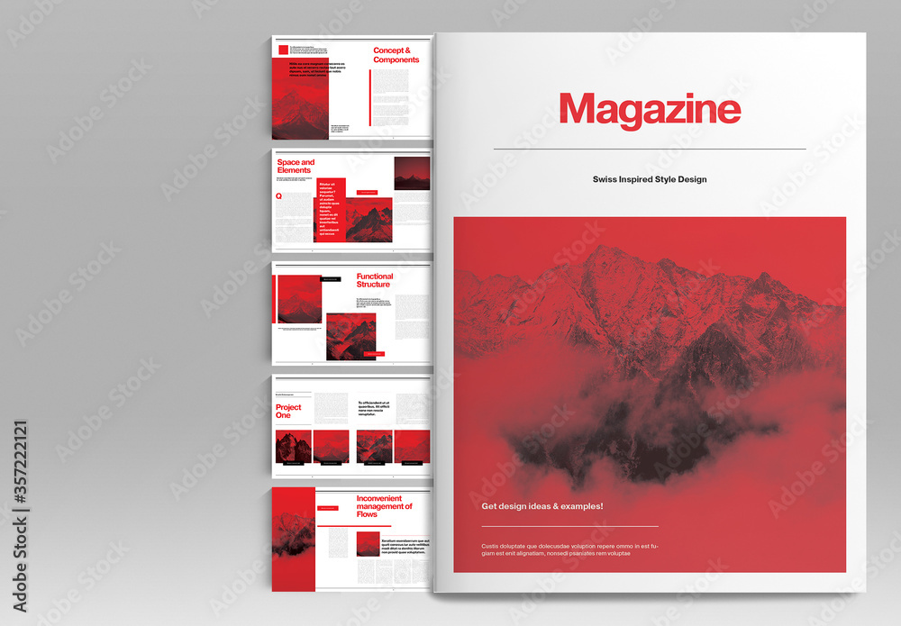 Red Magazine Layout Stock Template | Adobe Stock