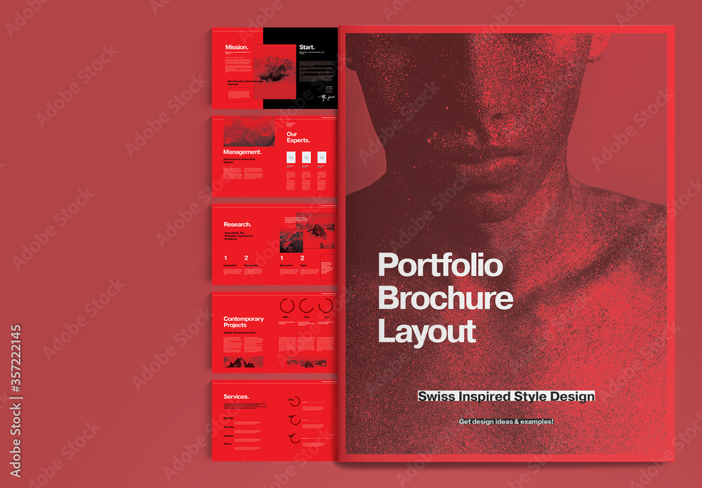 Red Portfolio Layout Stock Template | Adobe Stock