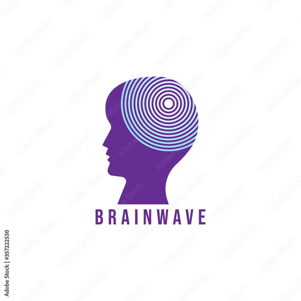 Brainwave logo design template. Silhouette of people head with energy ...