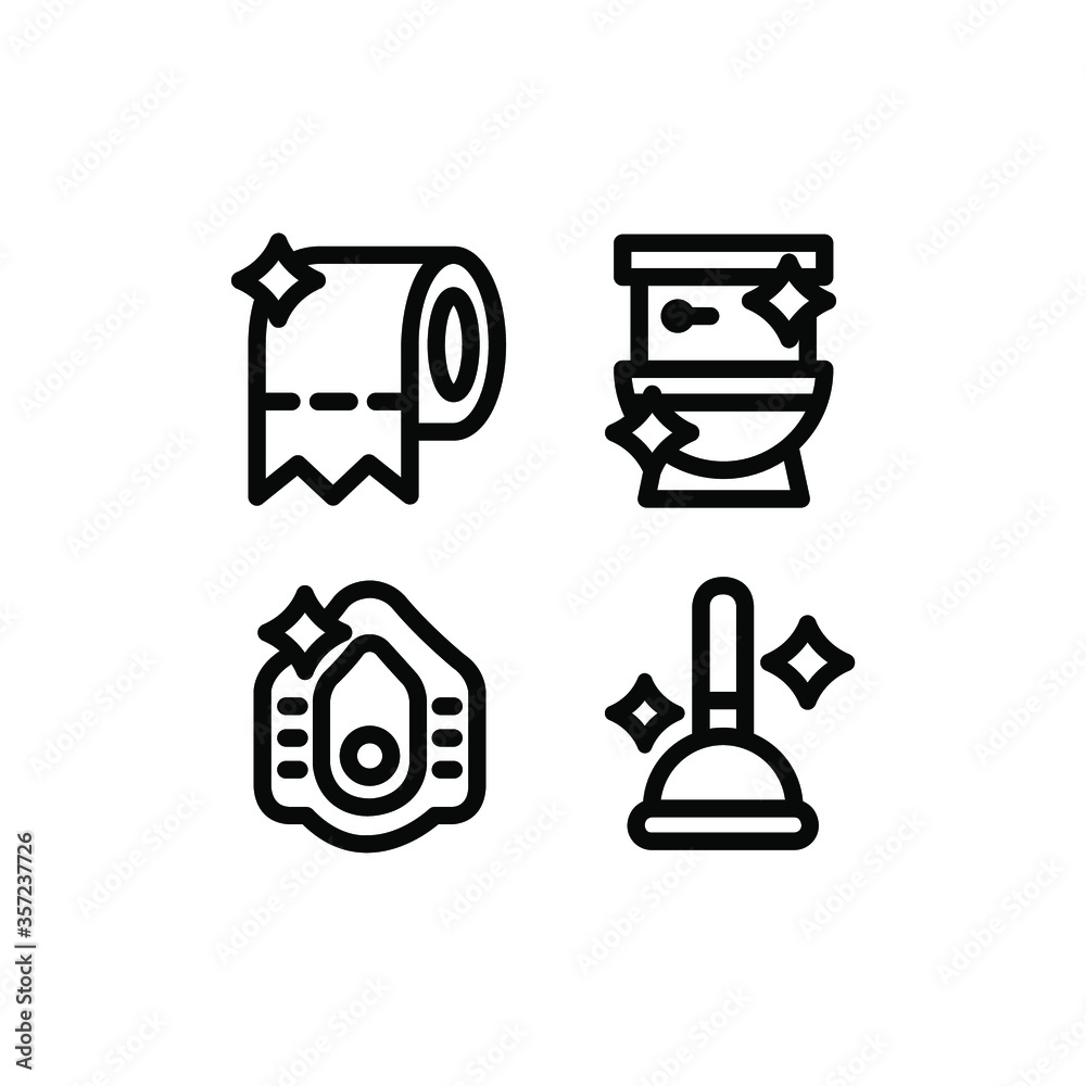 Hygiene icon set with Toilet, Plunger, Toilet Paper And Squat Toilet ...