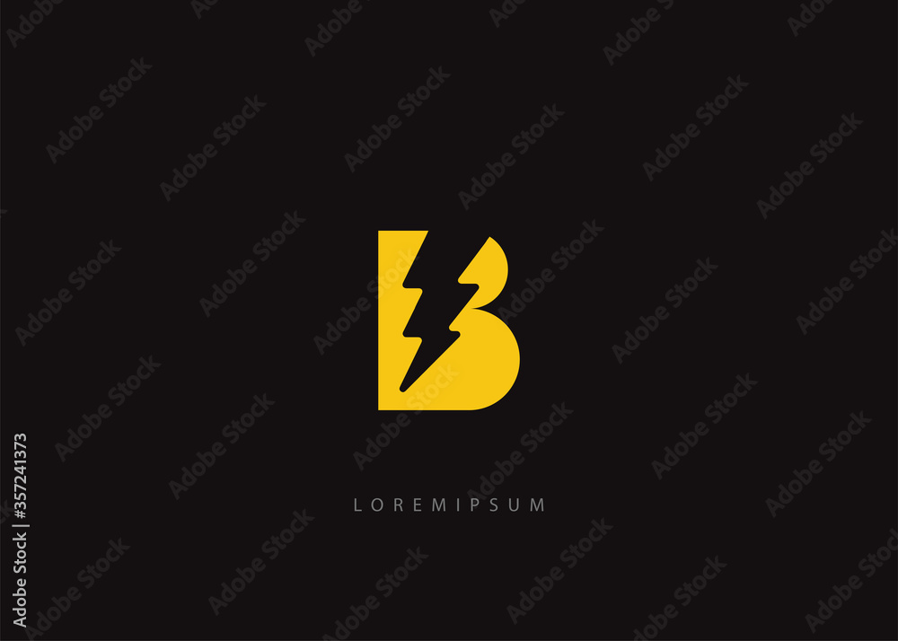 Letter Initial B lightning logo design inspiration, Negative ...
