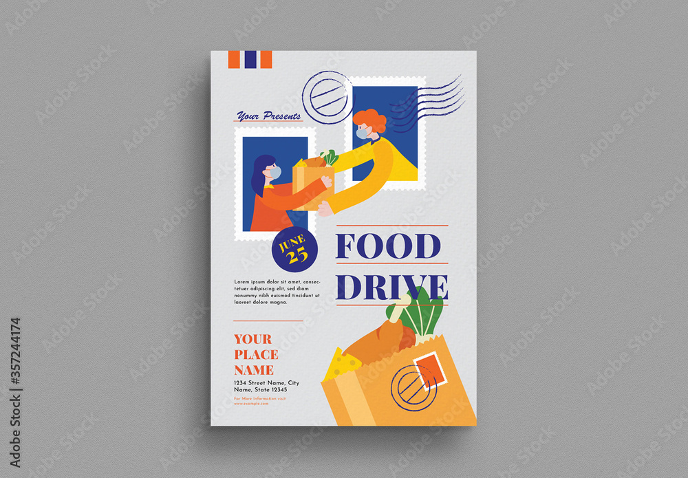 Food Drive Flyer Layout Stock Template | Adobe Stock
