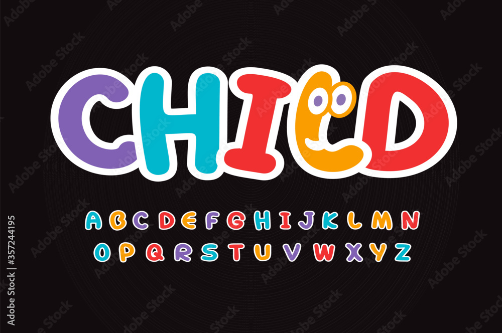 Child letters set. Bright colorful style alphabet. Funny font for ...