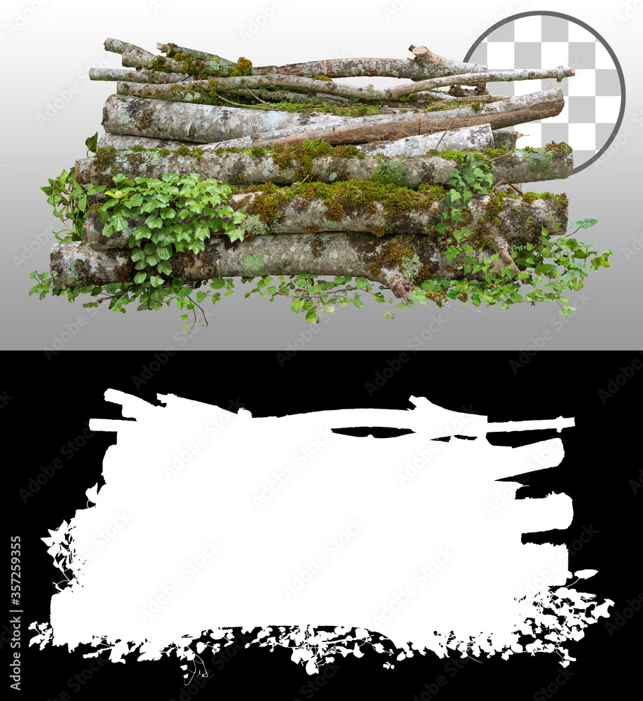 Cut out firewood. Wood pile isolated on transparent background via an ...