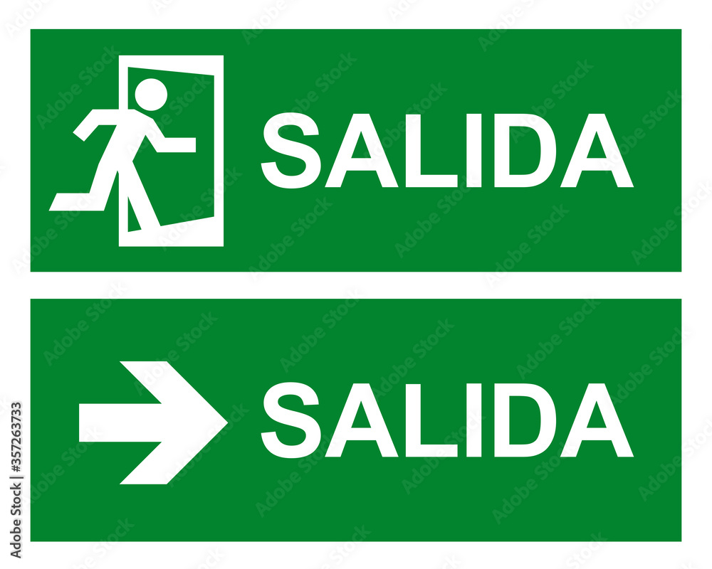 Cartel salida de emergencia español Stock Vector | Adobe Stock