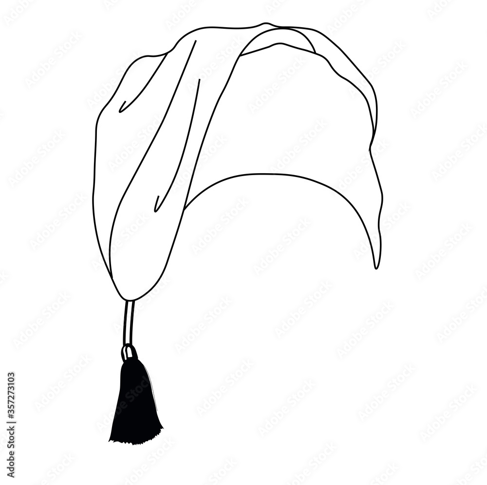 Vector stock illustration of a nightcap. The headdress is made in ...