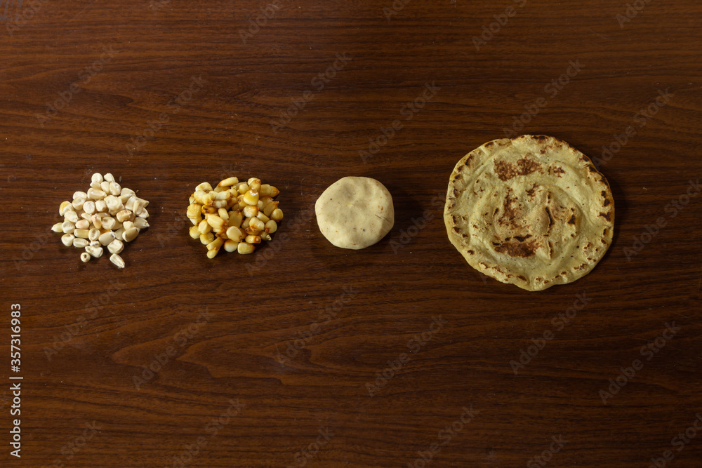 Tortilla, corn tortilla manufacturing process, nixtamal Stock Photo ...