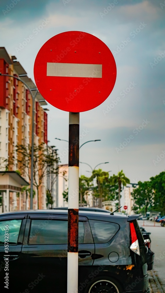 No Entry sign board on a Apartment area in Malaysia. Stock Photo ...