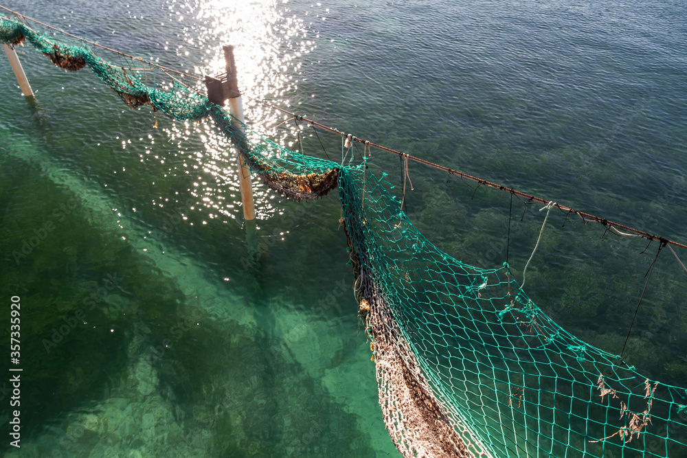 The shark nets at Point Sinclair in South Australia, known for Great ...