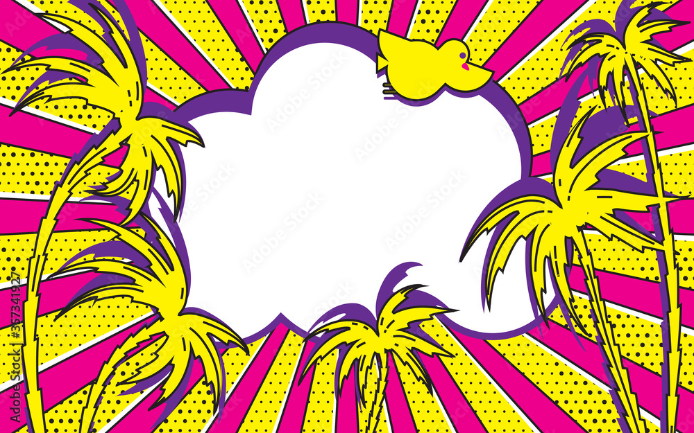 Retro empty comic speech bubble with radial diverging rays like sun ...